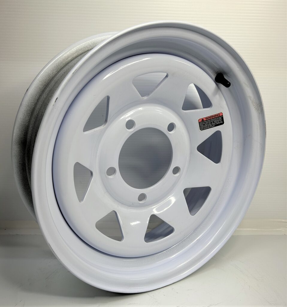 New 15 Inch 5 on 5.5 White Spoke Trailer Wheel Rim 15555WS - Wheels ...
