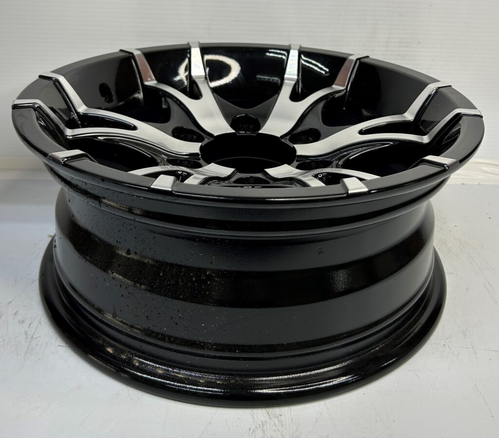 15 Inch 6 Lug Black and Machined Utility Cargo Trailer Rim T07 15655 BM ...
