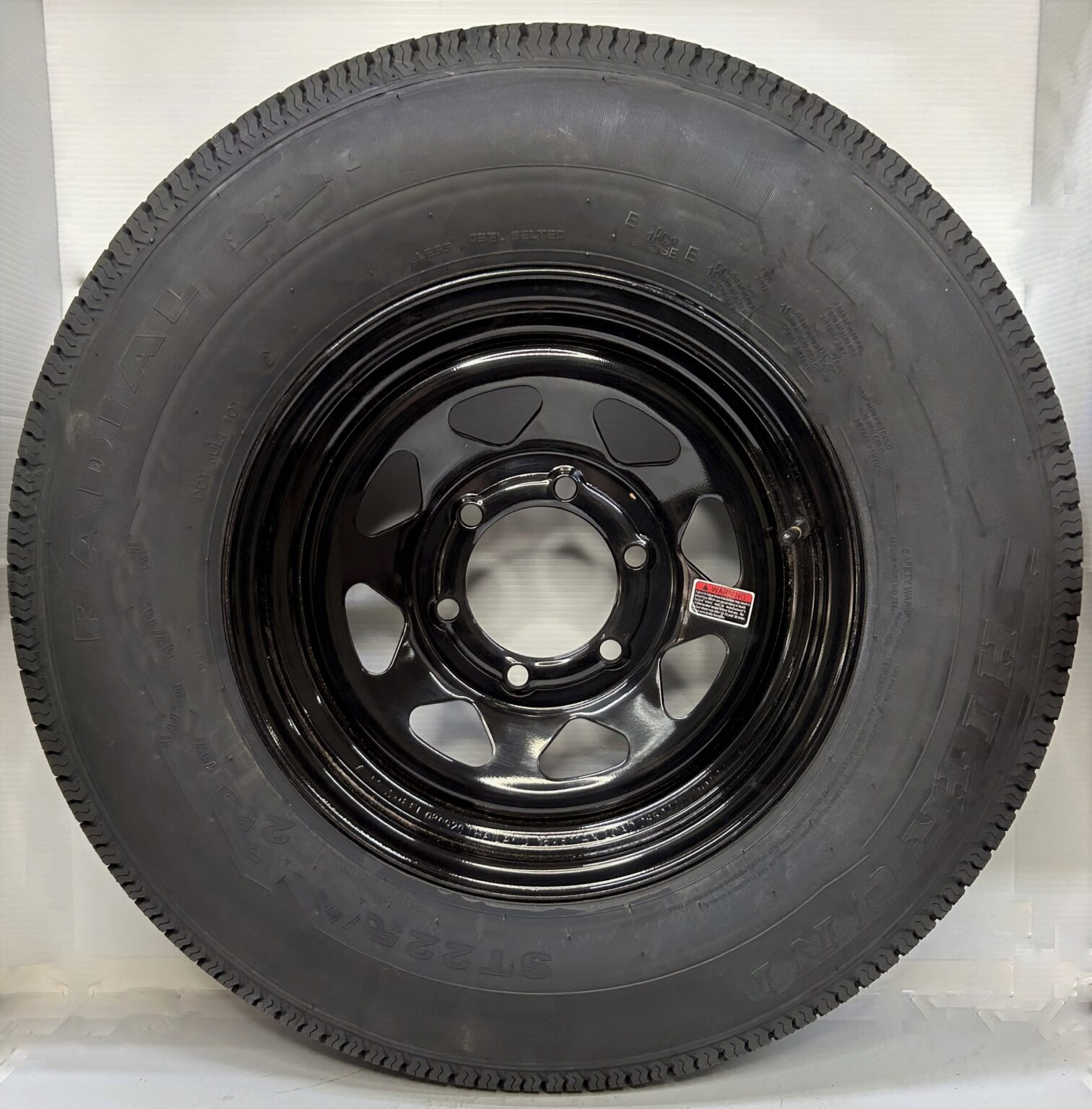 10 Ply Tire On Rim ST225/75R15 6x5.5 Utility Trailer Wheel Black Mod ...